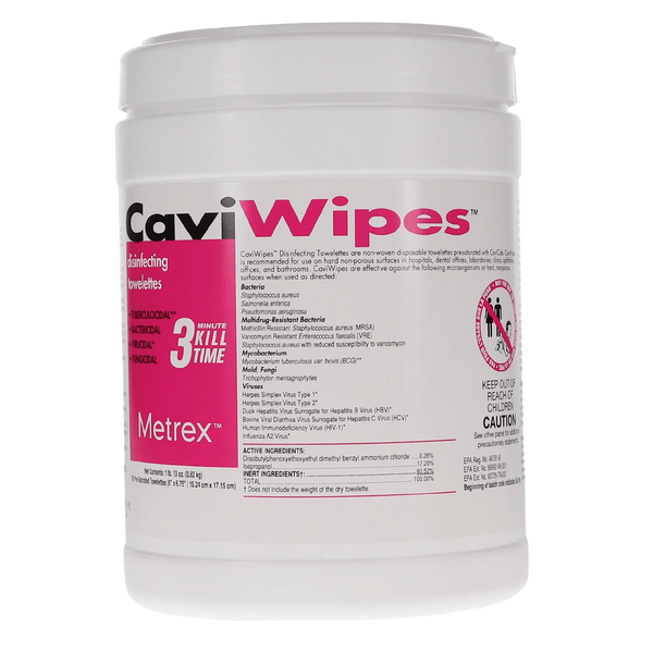 CaviWipes Surface Disinfectant Wipe 3 Minute 6" x 6.75" (160/tub ...