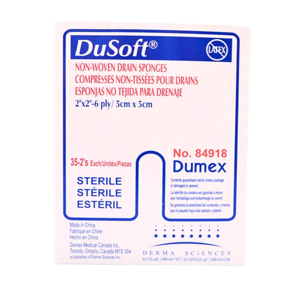 2" x 2" Non-Woven Drain Sponges 6-Ply – Sterile Wound Care Pads