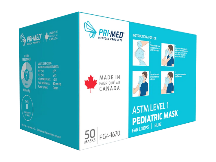 Primed Pediatric Kids Face Mask Blue (ASTM Level 1) – EmerDepot Medical ...